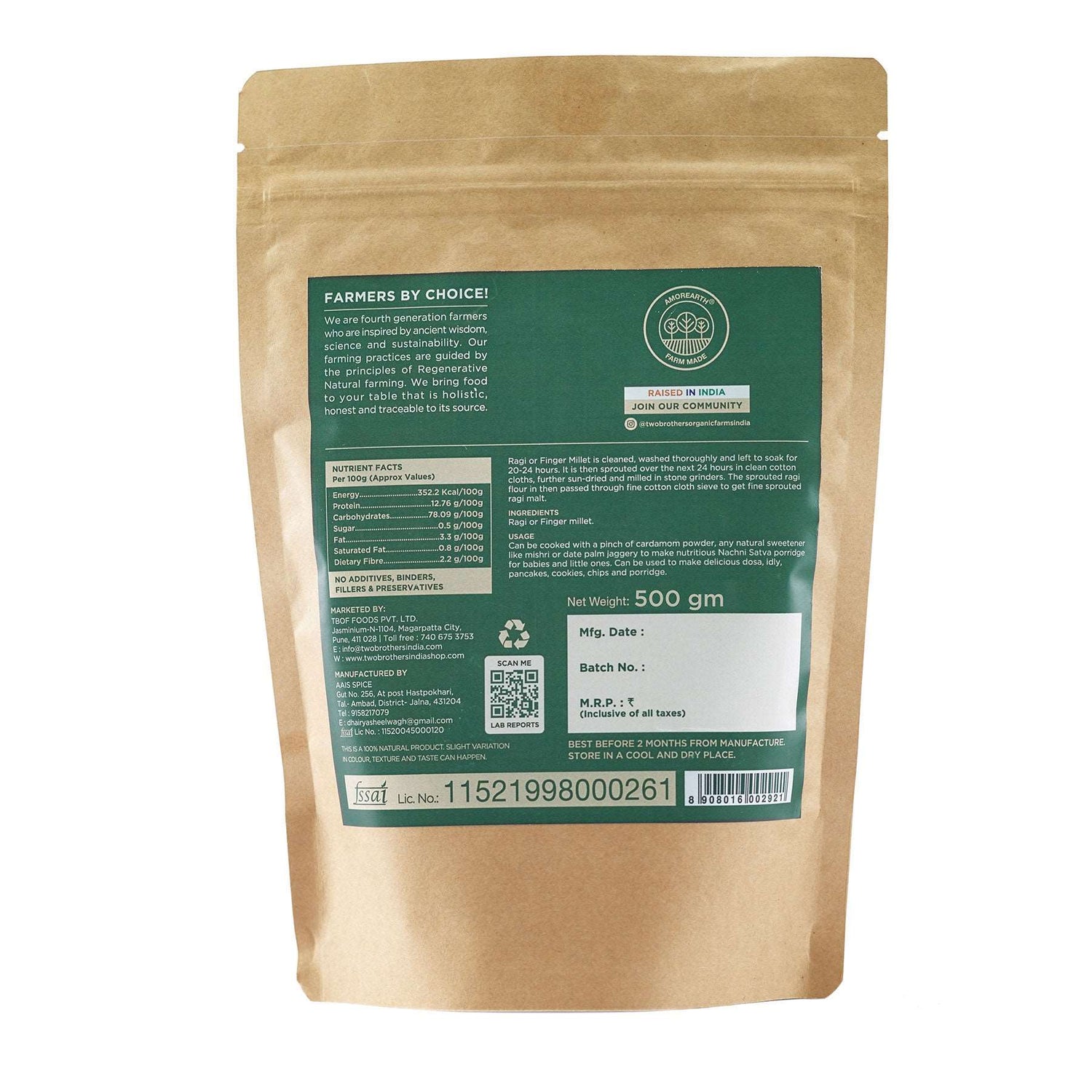 Sprouted Ragi Malt - Nachni Satva 500g