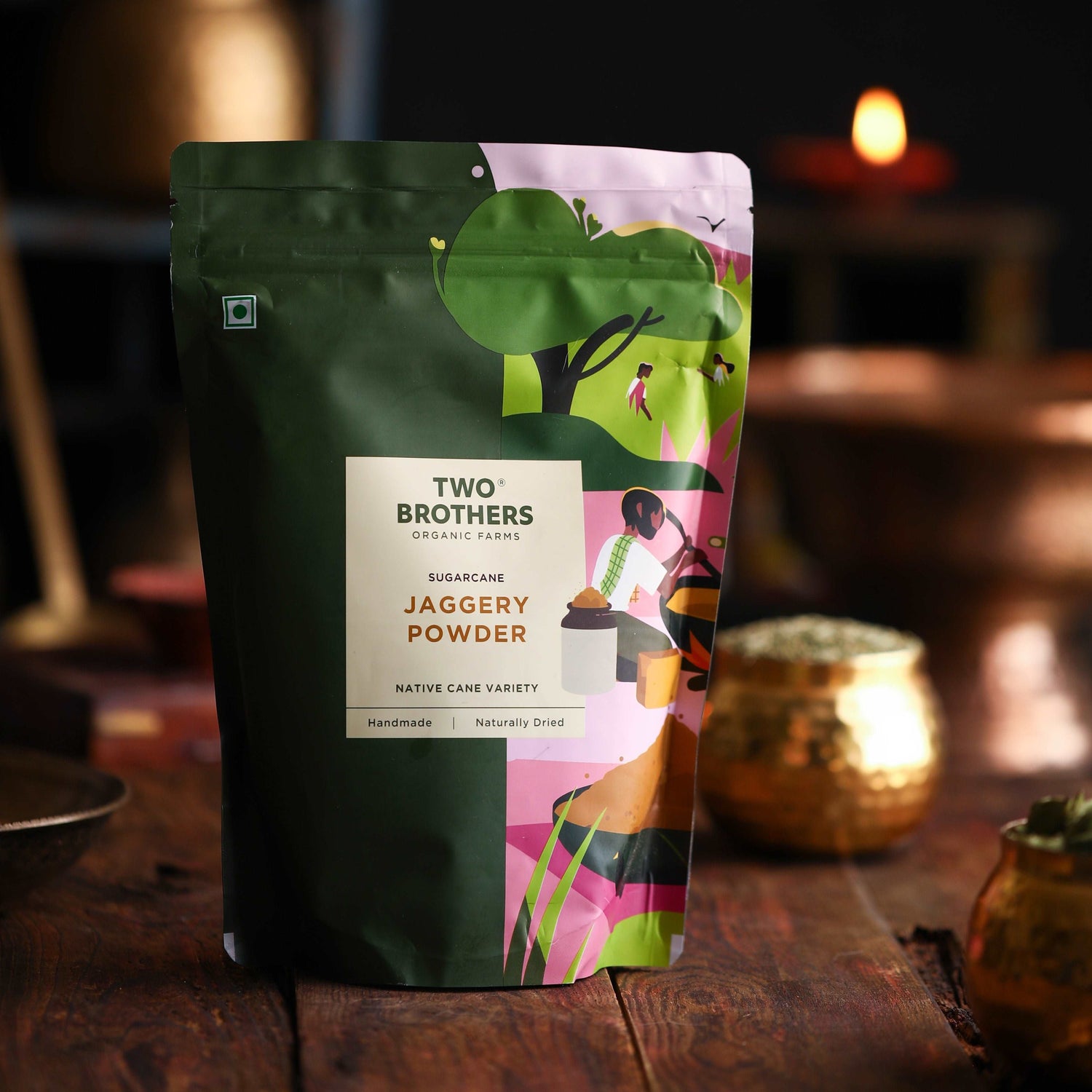 Organic Crushed Jaggery Powder | Two Brothers Organic Farms