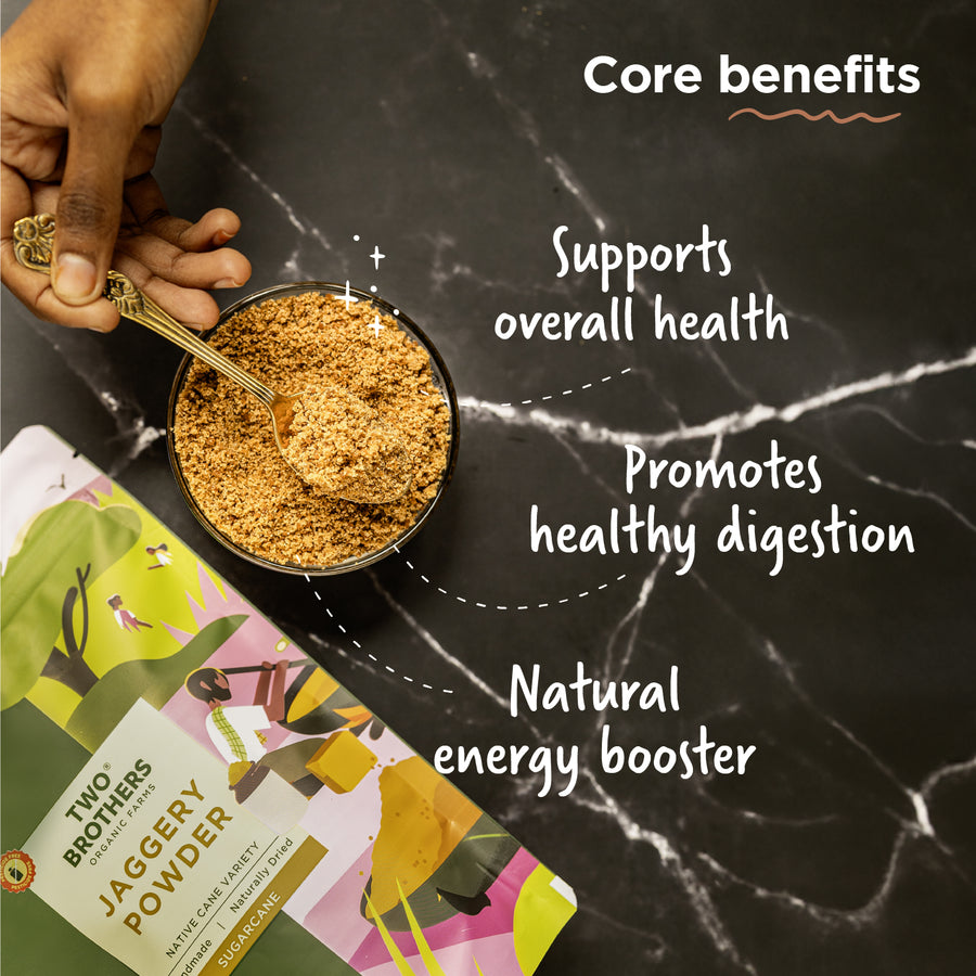 Organic Crushed Jaggery Powder | Two Brothers Organic Farms