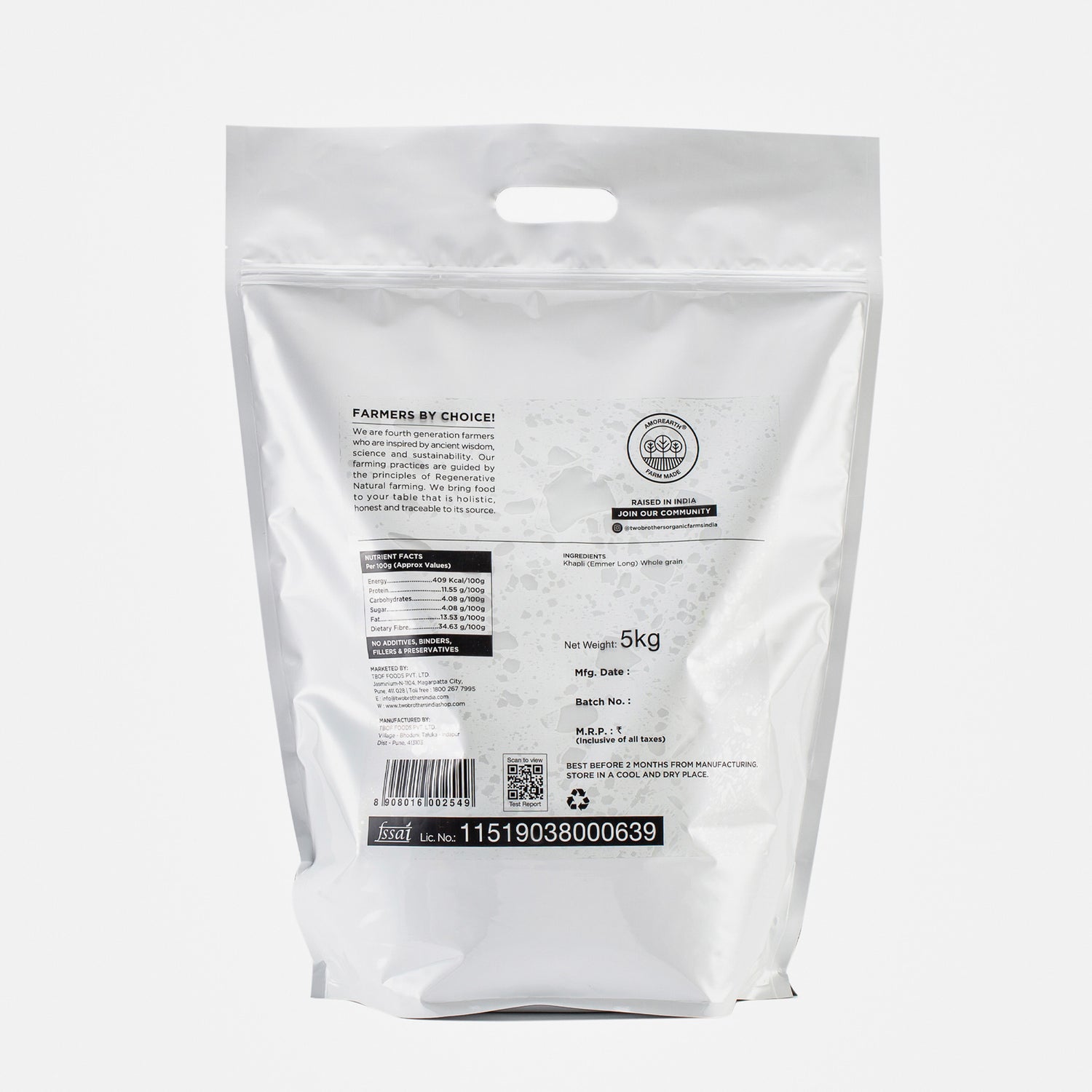Khapli Wheat (Emmer Long Wheat) Grain | Two Brothers Organic Farms